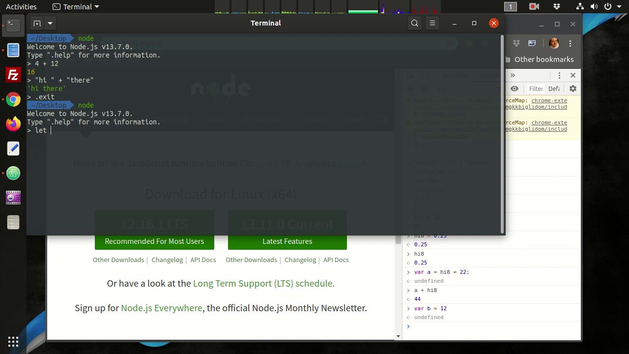 JavaScript Console and Variables