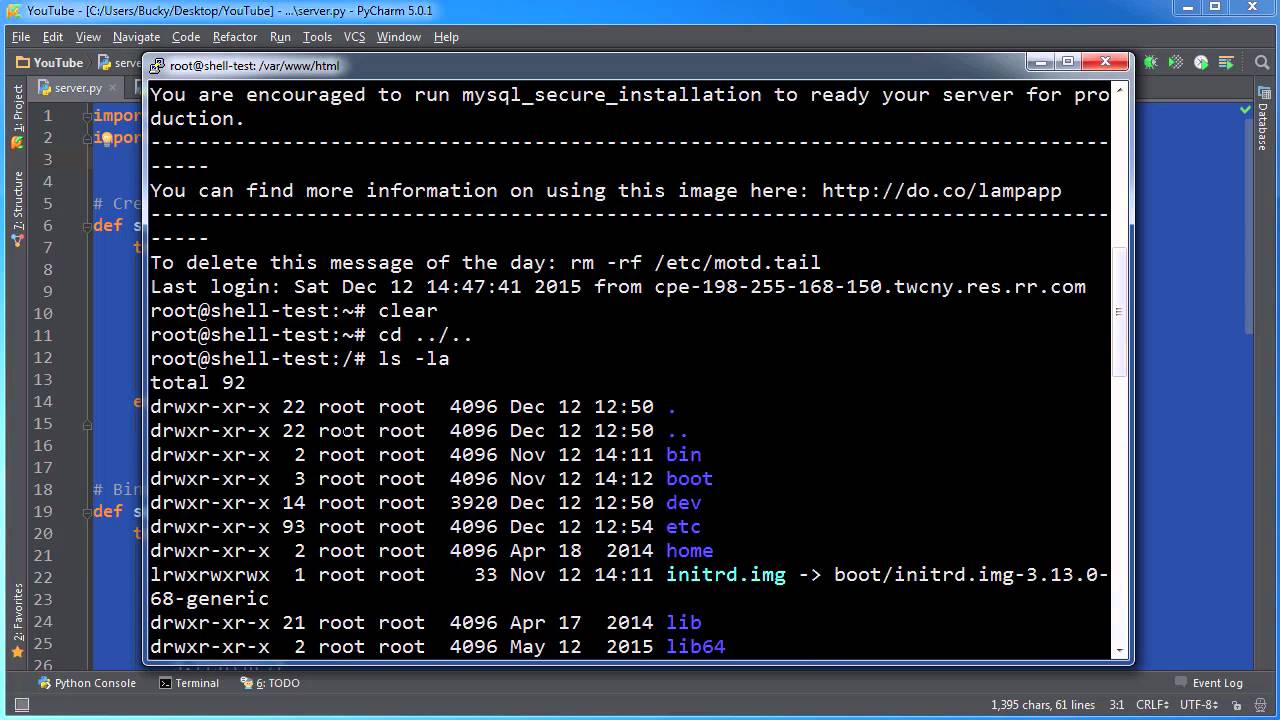 Python Reverse Shell Tutorial - 6 - Final Program on a Live Server