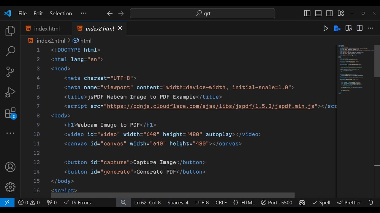 jsPDF Tutorial to Add Image From Webcam and Encode to Base64 in PDF Using Javascript in Browser