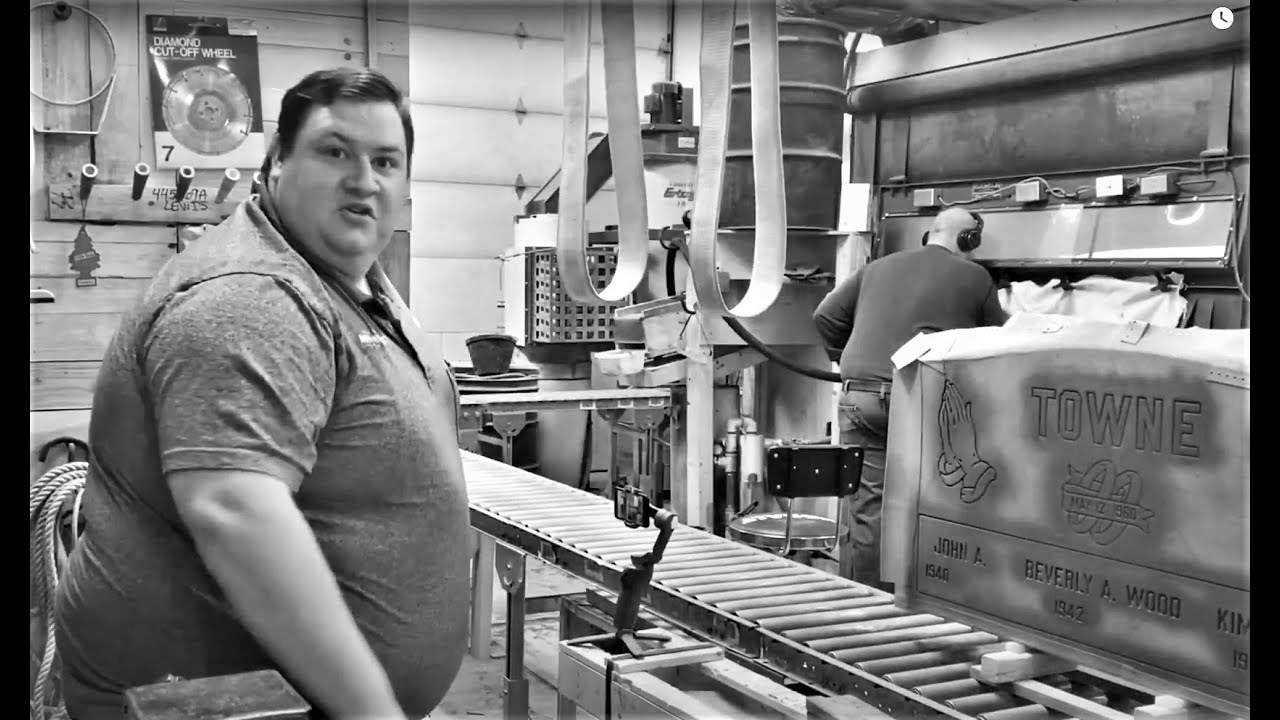 Working in the monument shop.