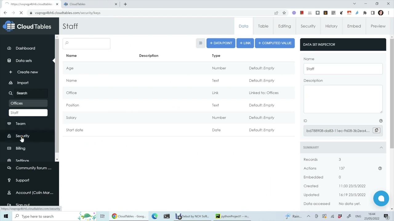 Using the Python API with CloudTables