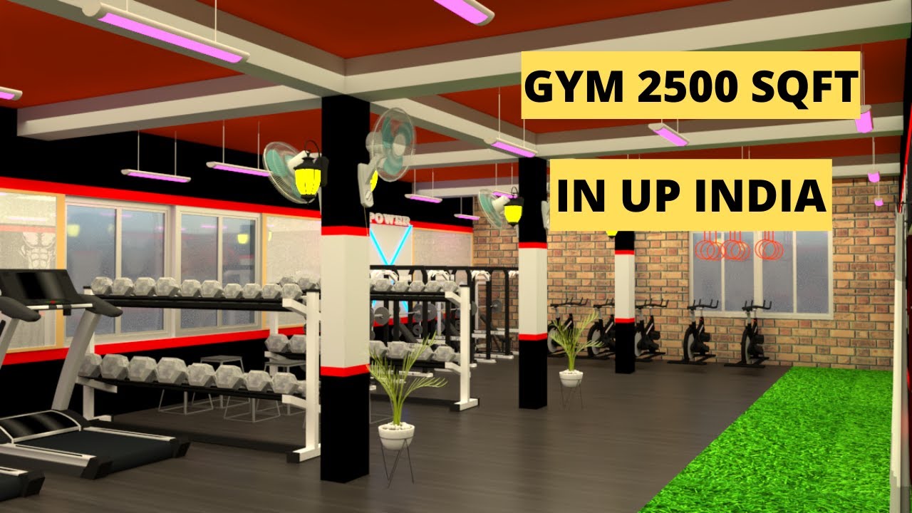 Gym interior design ideas 2500 sqft with reception in India UP