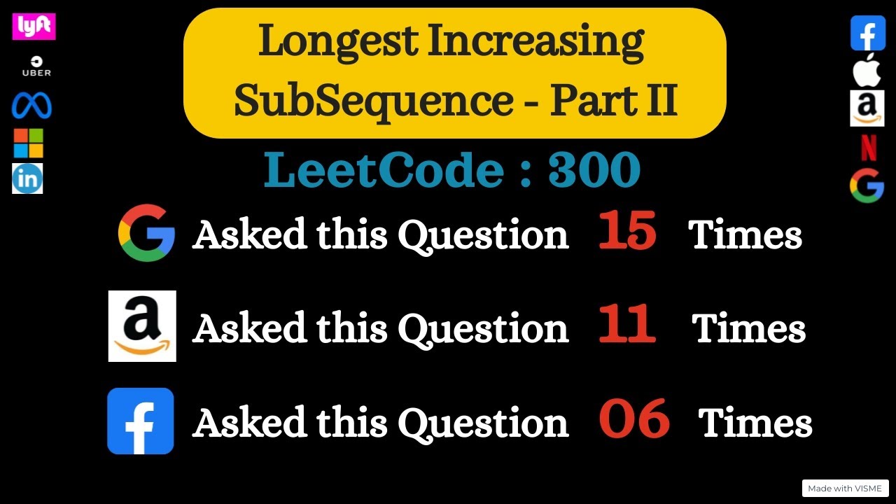 Dynamic Programming interview | java | (n*logn) Longest Increasing Subsequence: Leetcode 300- Part 2