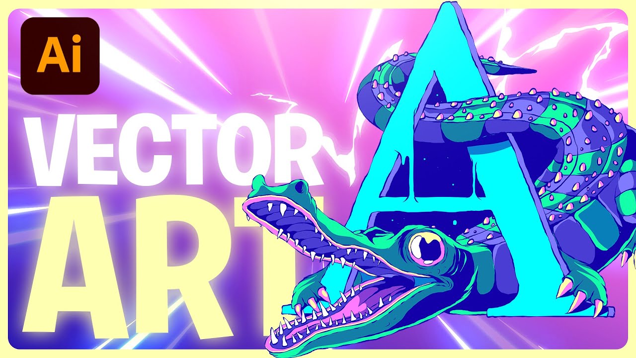 Alligator Illustration Process - From Sketch to Vector in Adobe Illustrator - Speed Art