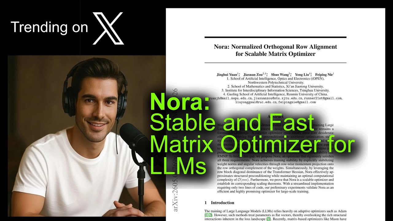 Nora: Stable and Fast Matrix Optimizer for LLMs