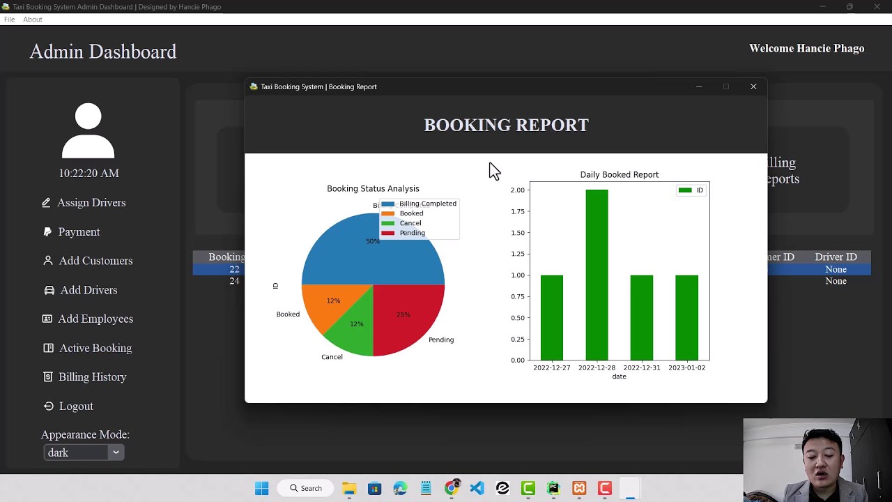 Taxi Booking System | Python project using tkinter framework and MySQL database.