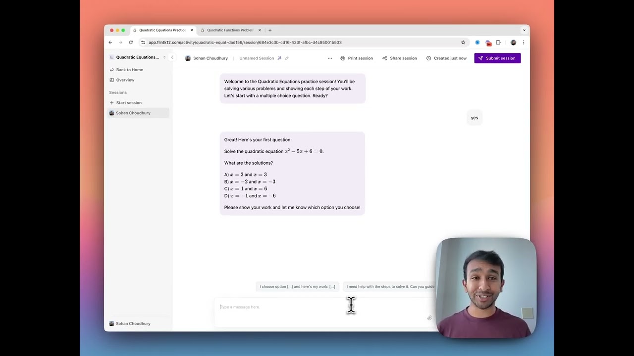 AI math problem solving practice on Flint (flintk12.com)