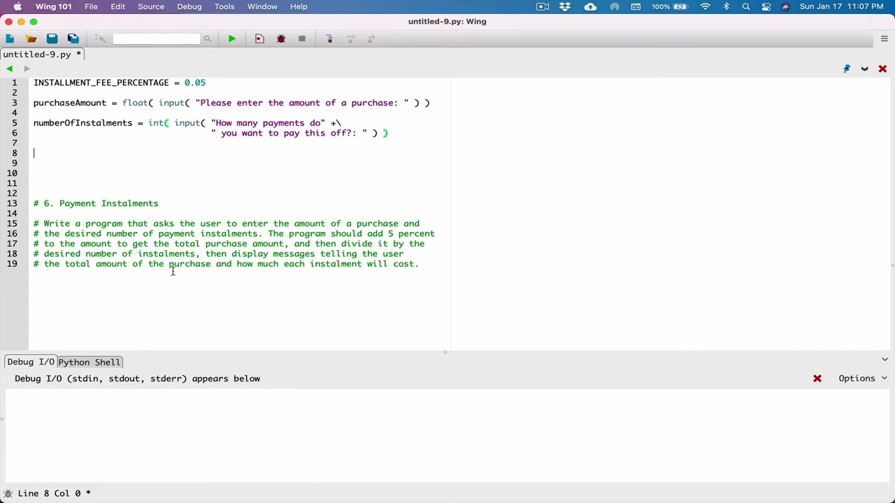 2.6. (Part 1) Payment Installments - Python