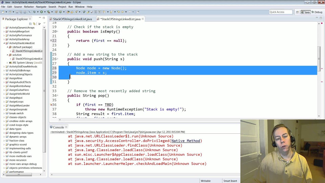 Activity: Stack ADT using linked lists