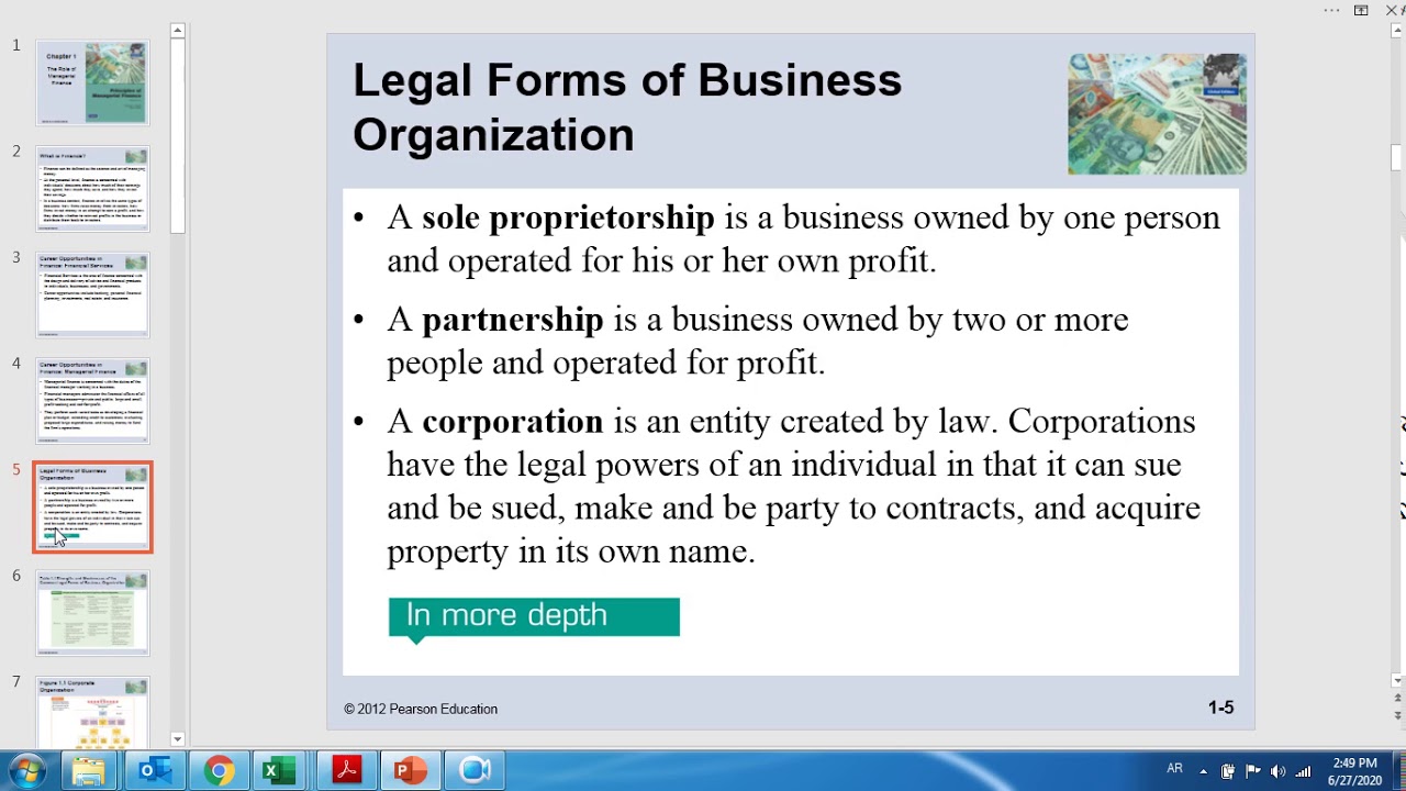 Principles of Managerial Finance - The Role of Managerial Finance (Chapter 1)