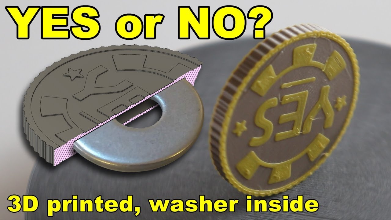 3D printing Yes No coin with inserted screw washer