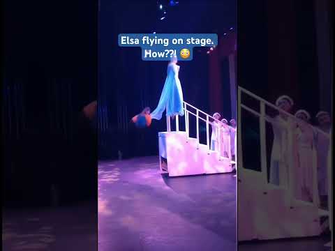 Elsa from frozen flies on stage. #elsa #fly #frozen #broadway #dress #magic #funny #ai #snow #ia