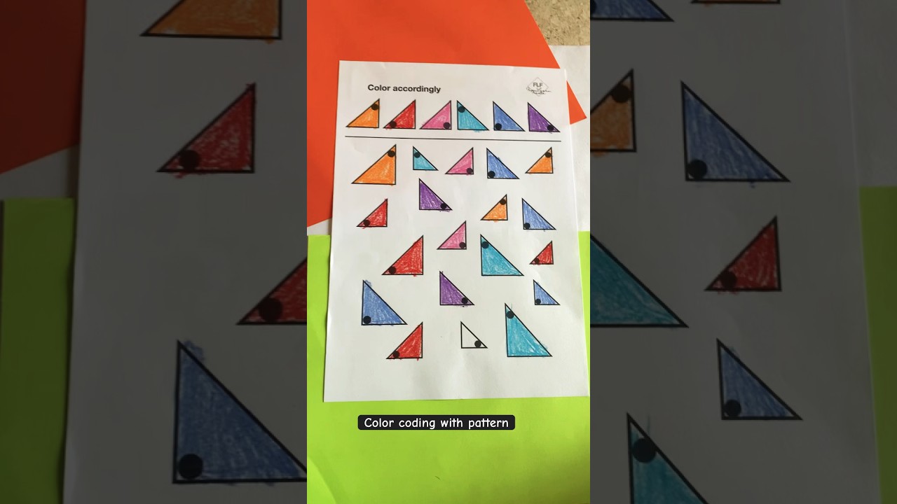 Worksheet for cognitive development | color coding with pattern for kids