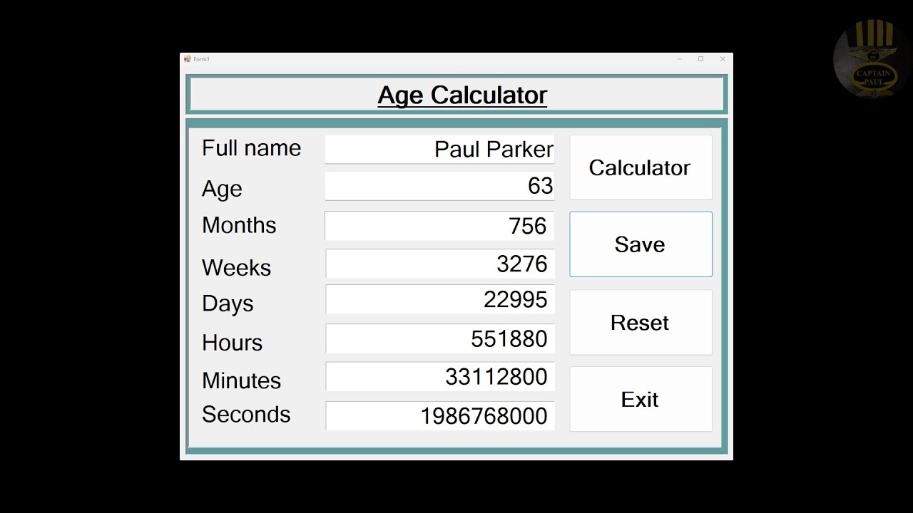 How to Create an Age Calculator and Save Data in Visual Basic.Net. Very Good Tutorial for Beginners
