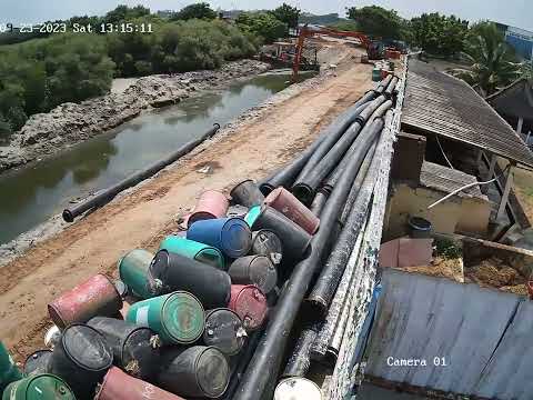 Cowdung being dumped and mixed with water for onward transmission to the Adyar River
