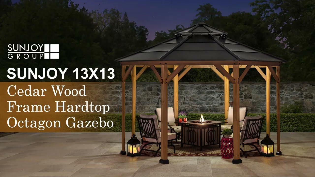 Backyard Design Ideas | Sunjoy Octagon 13x13 Wood Gazebo for Any Patio/Deck/Garden