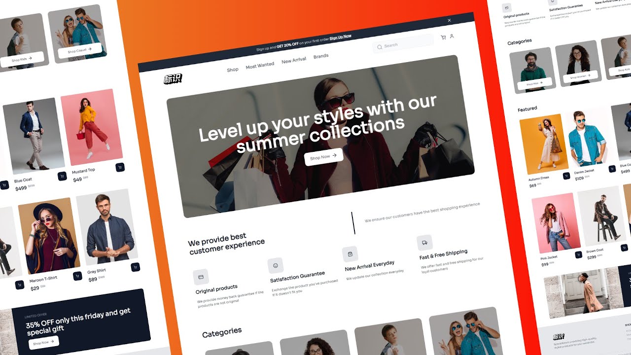 Create an e-commerce website homepage using React.JS and TailwindCSS 😎