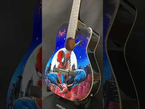Classical Guitar Hand Painted Spider-Man with Eq and | Reverb France