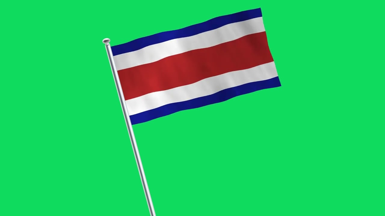 Costa Rica Flag Animation Green Screen (4K)