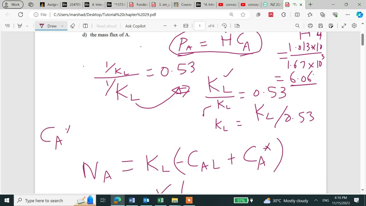 example 1 interphase mass transfer