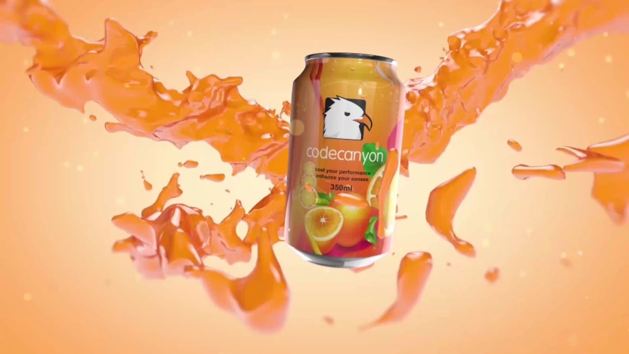 Orange Juice Splash With Can Element 3D | After Effects Project Files - Videohive template