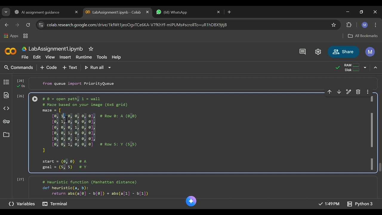A* Search Algorithm in Python | Maze Pathfinding | Artificial Intelligence
