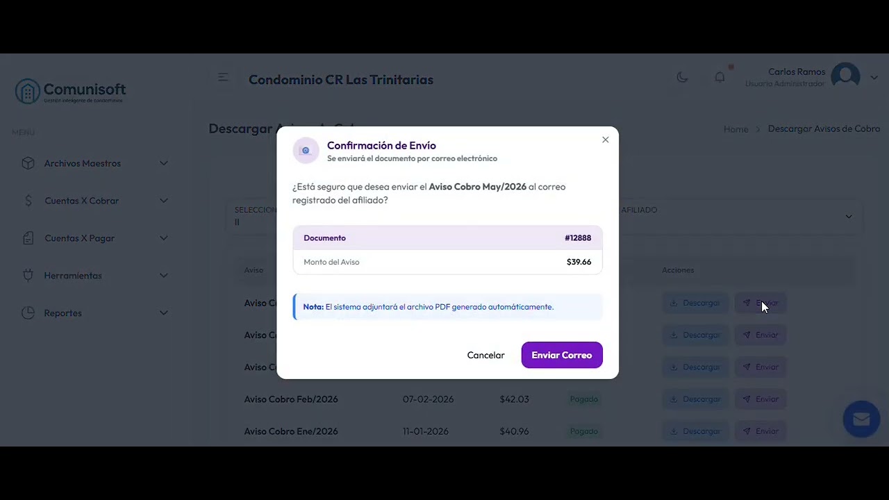 Cómo enviar Recibos y Avisos en PDF a un propietario específico | Nueva Función Zhexto Condominios 🚀
