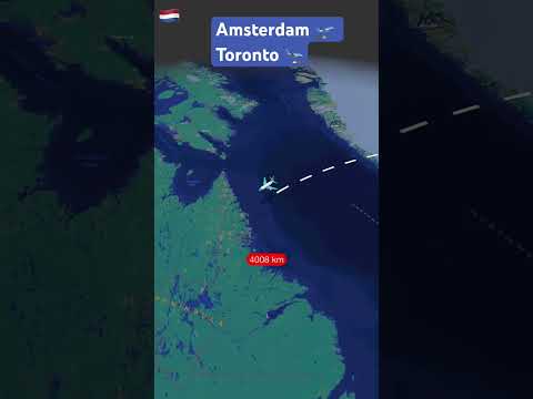 Flight from Amsterdam to Toronto (Canada) by KLM airlines #travelroutes #airline #map