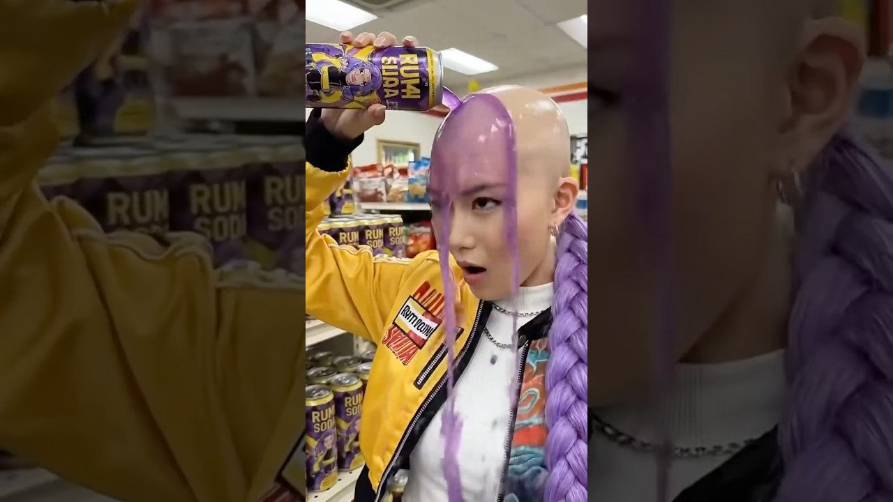 KPOP DEMON HUNTERS BALD HUNTRIX SODA POP DRINK! 🥤#kpopdemonhunters #rumi #shorts #sodapop #kpop