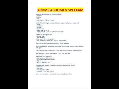 ARDMS ABDOMEN SPI EXAM VERIFIED AND 100% CORRECT ANSWERS pdf