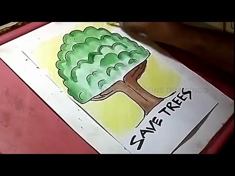 How to Draw Save Trees Color Drawing for Kids | Oscar B. Bowens