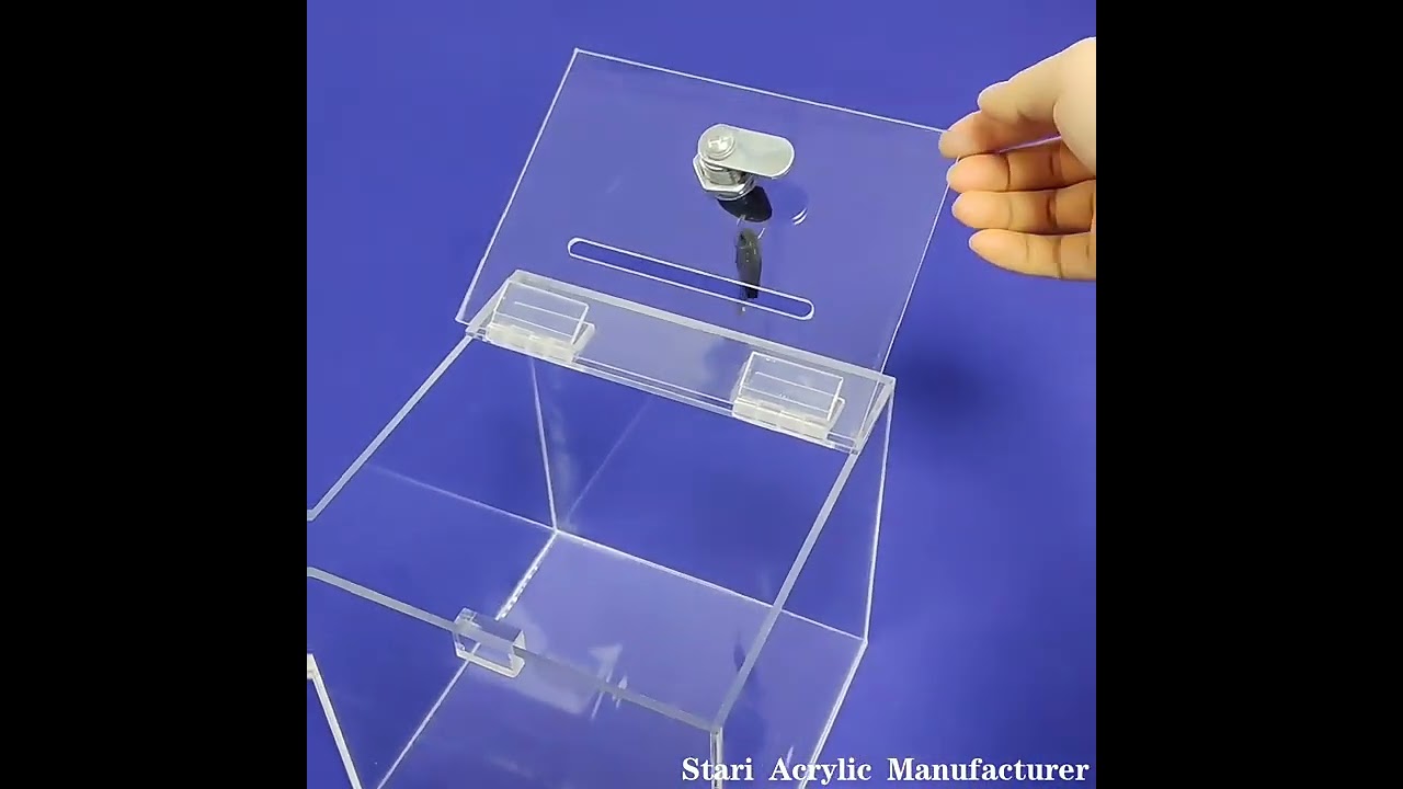 clear acrylic donation box with lock #donation #box #charity