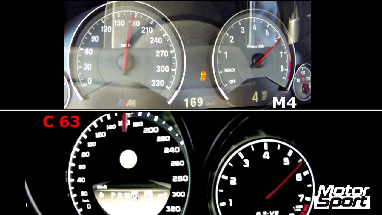 Mercedes-Benz C 63 AMG Coupe vs BMW M4 Speedometer Battle - autoevolution