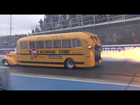 Jet-Powered School Bus Races Down Santa Pod, Makes a Lot of Heat ...