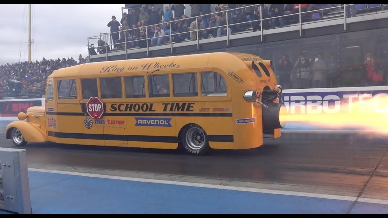 Jet-Powered School Bus Races Down Santa Pod, Makes a Lot of Heat ...