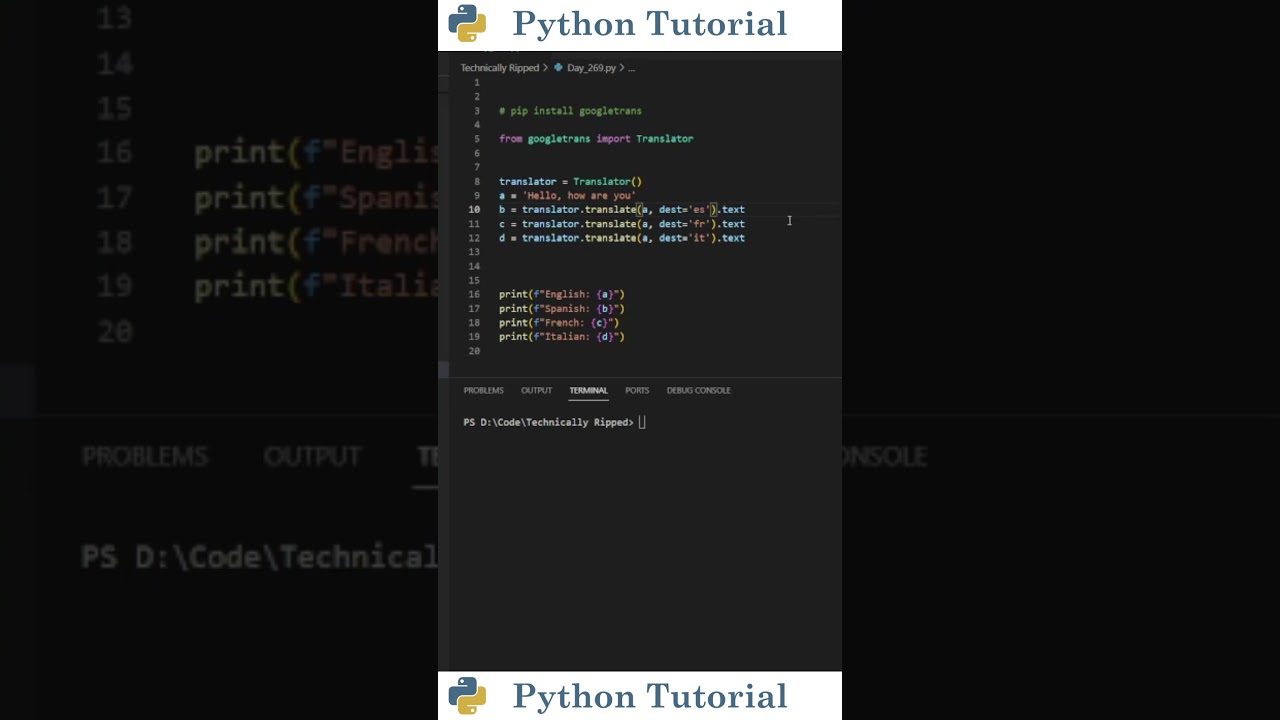 Translate Text With Python | Python Tutorial