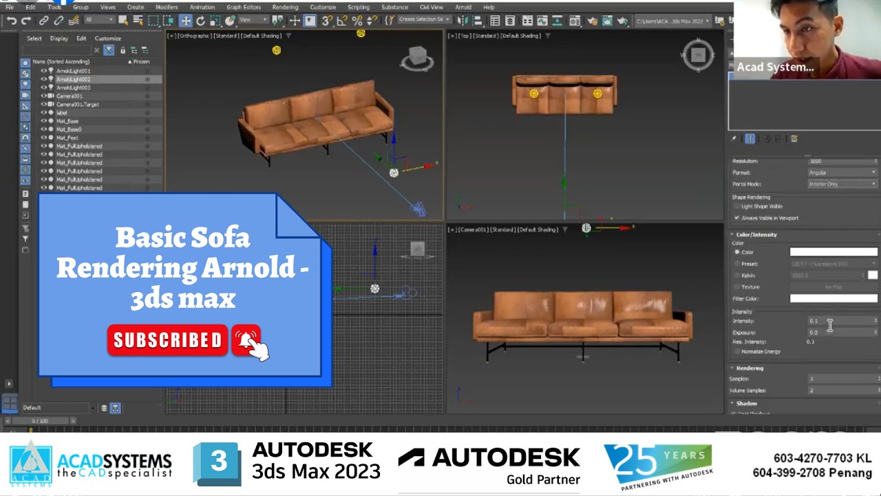 Basic Sofa Rendering Arnold – 3ds max