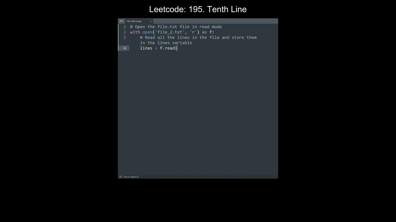 Leetcode 195. Tenth Line in Python | Python Leetcode | Python Coding Tutorial | Python Coding ASMR