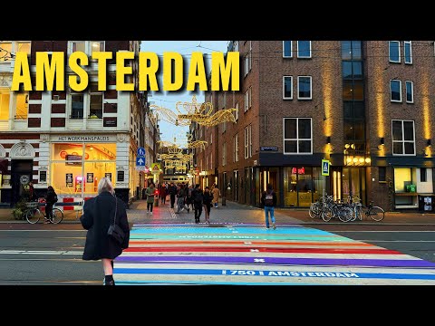 ✨First Christmas Lights 2024 Installed in Amsterdam 4K Walking Tour