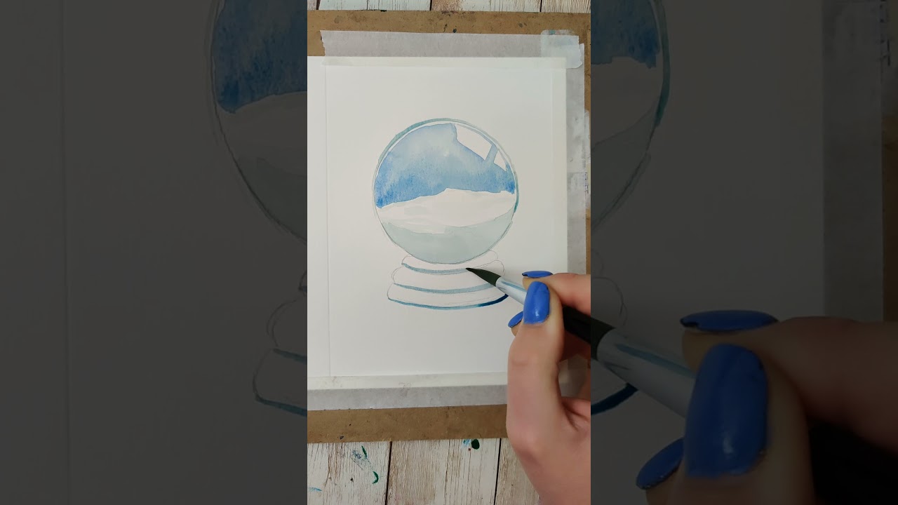 Snowglobe watercolor card. #watercolor #holidaypainting #watercolorcard #snowglobes