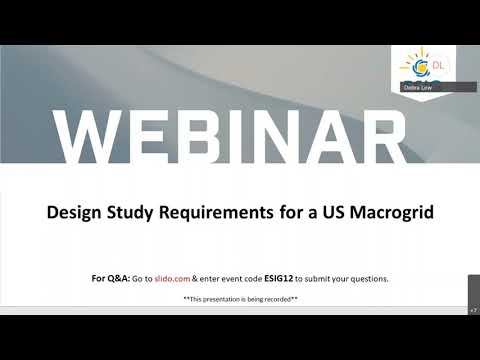 Webinar: Design Study Requirements for a US Macrogrid