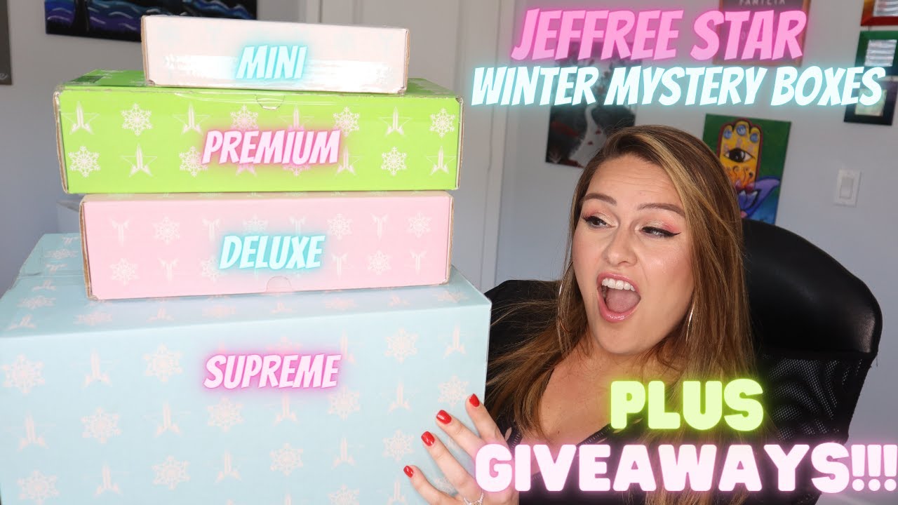 Jeffree Star Winter Mystery Boxes 2020 | Mini, Premium, Deluxe, Supreme Box Unboxing | Huge Giveaway