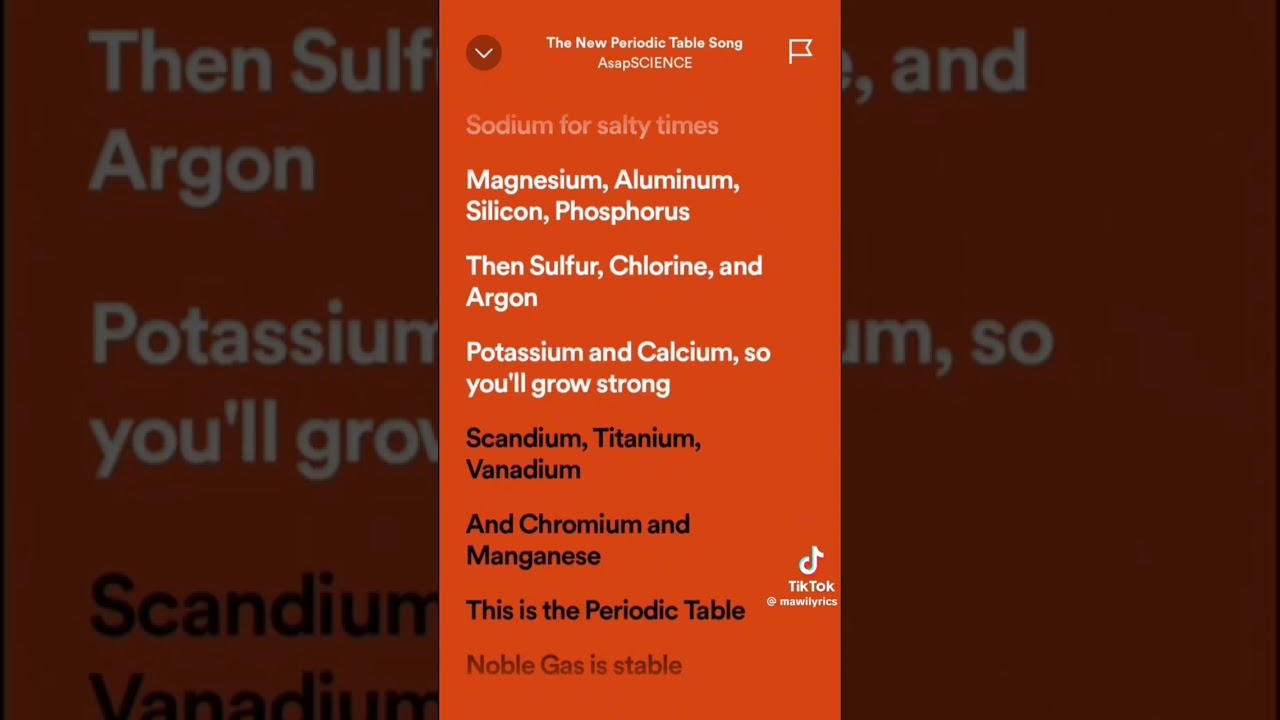 the elements of the periodic table lyrics