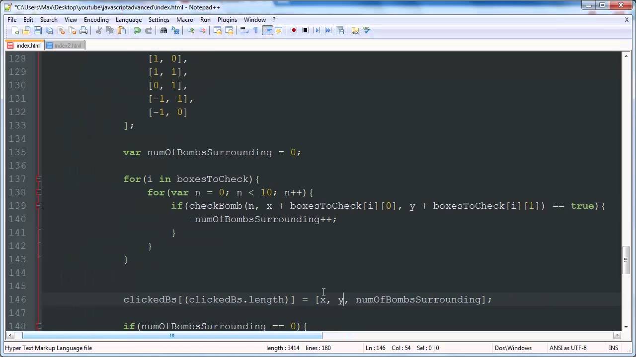 Surrounding Boxes 3 - Minesweeper JavaScript & Canvas Game Development Tutorial 9