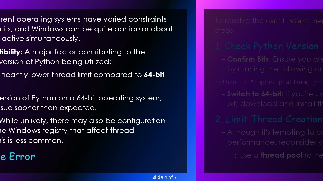 Resolving the can't start new thread Error in Python on Windows