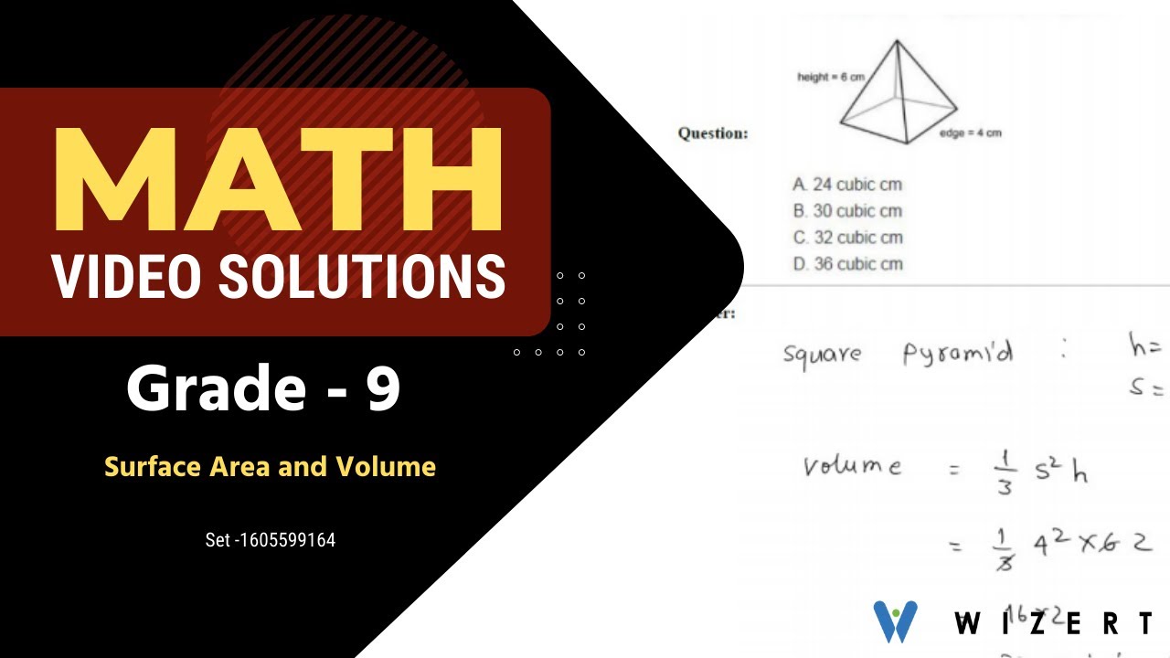 Math Tests for Grade 9 - Grade 9 Maths Surface Area and Volume worksheets - Set 1605599164
