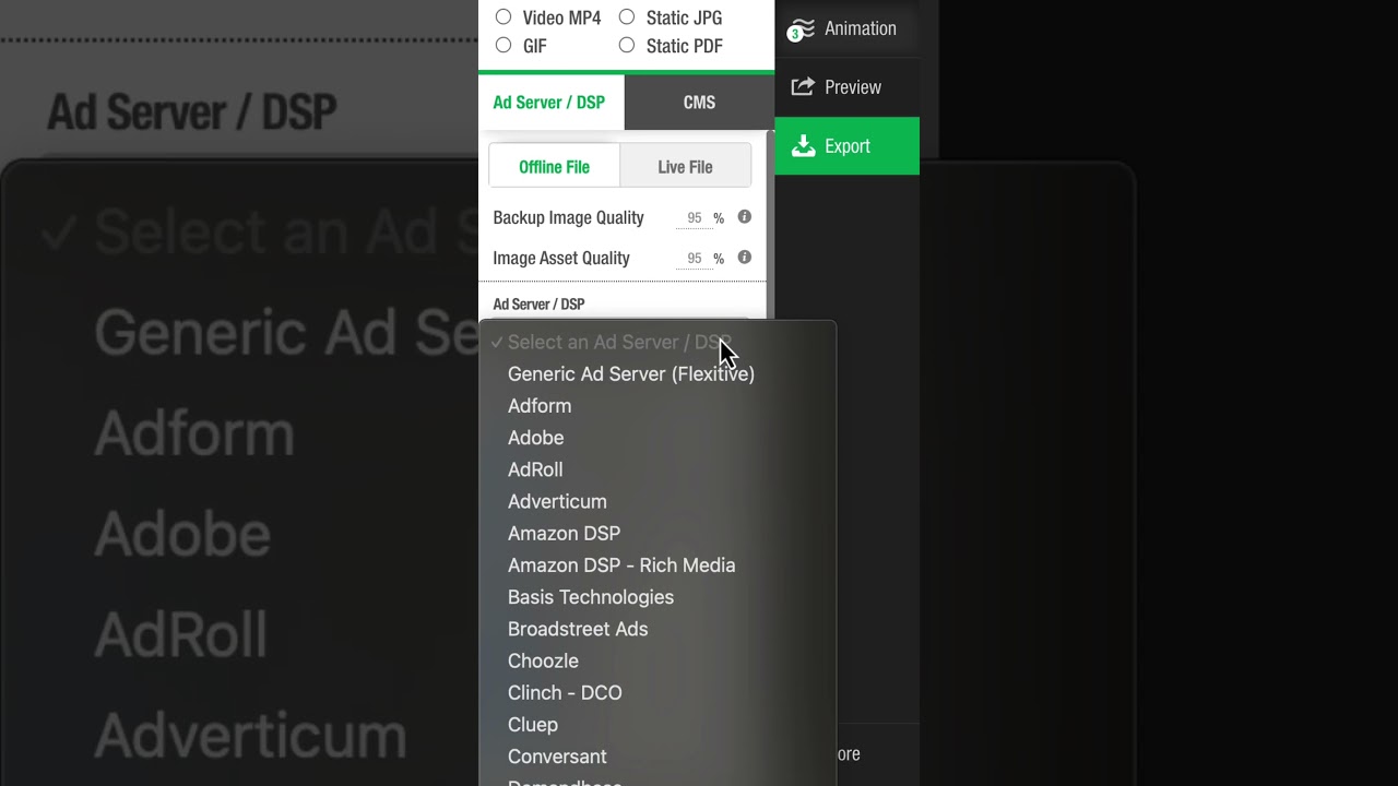 Export HTML5 ads to 40+ Ad Servers & DSPs with no manual coding needed.