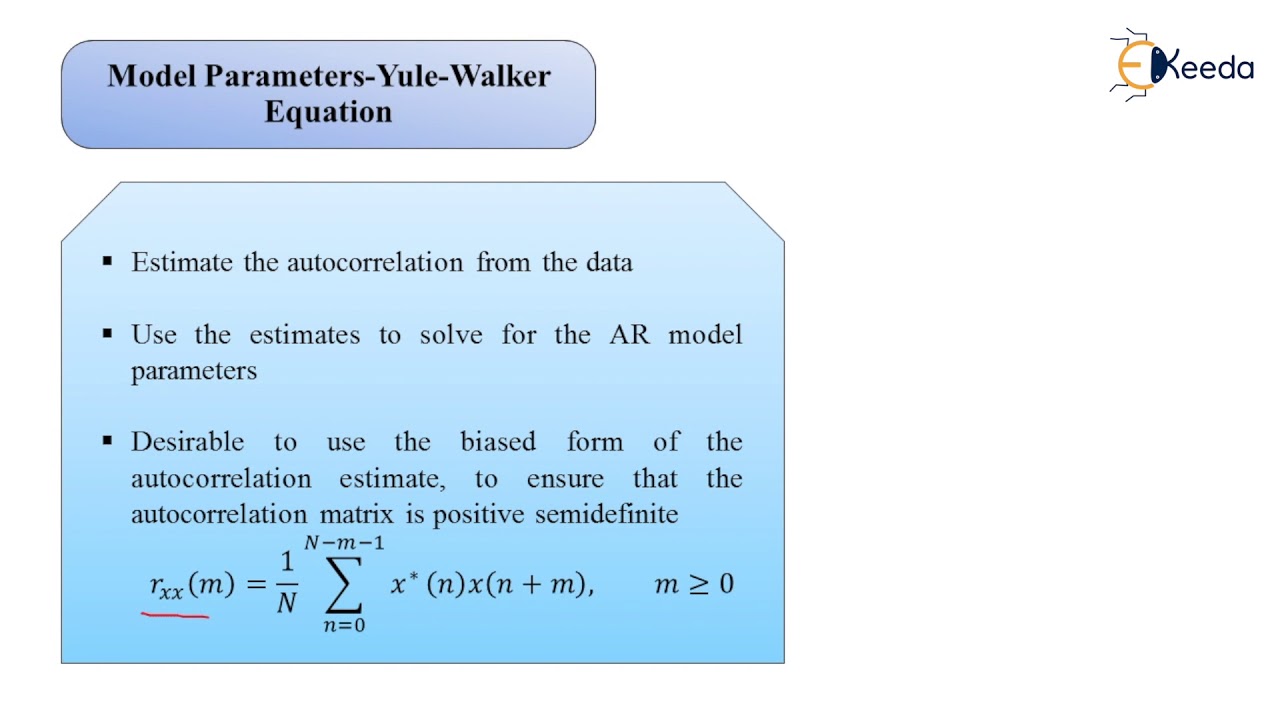 Model Parameters Yule Walker Equation