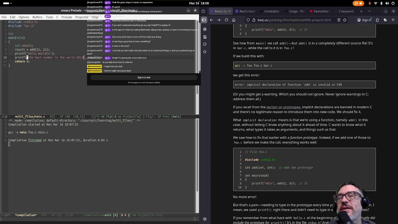 Monday Live Coding with Emacs. 3/16/2026 #coding #livecoding #emacs #learnc