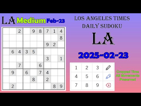 Los Angeles Times Daily Sudoku 2025-02-23 2065 Medium